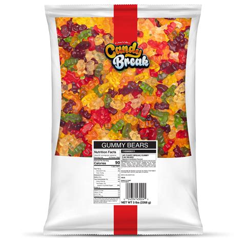 Candy Break 6 Flavor Gummy Bear 5 Lbs Bag Candy Break