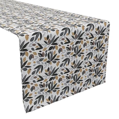 Table Runner 100 Cotton 16x72 Natural Leaves And Branches