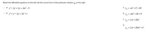 Solved Match The Diffrential Equations On The Left With The