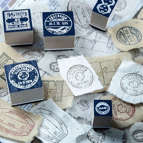 Vintage Stempel Collection Achtergrond Houten Stem Grandado