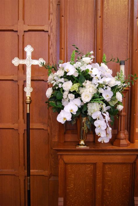 Classic Altar Arrangement Of Whites And Greens Including White