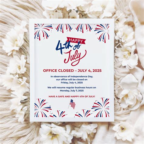 4th Of July Office Closed Sign Printable 8x10 Droo And Aya