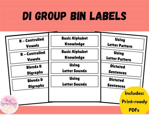 Di Block Bin Labels By Bright Beginnings Blossoms Tpt