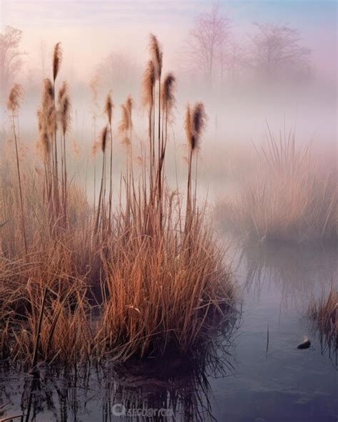 Premium Ai Image Reeds In The Water Are Covered With Fog And Water