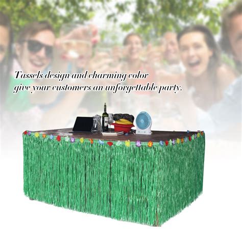 Plastic Tassels Grass Table Skirt Fringe Party Decoration Hawaiian Beach Flower