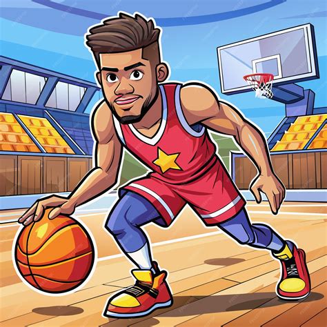 Premium Vector A Cartoon Image Of A Basketball Player With A Star On