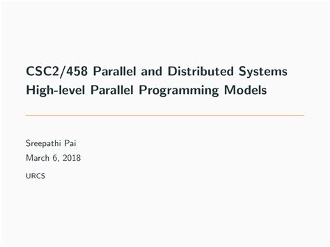 14 High Level Parallel Programming Models