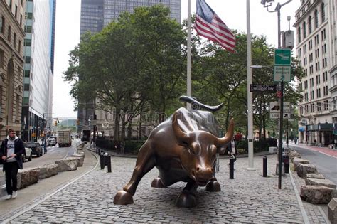 Charging Bull Aka The Wall Street Bull Bronze Sculpture On Broadway