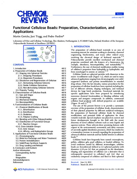 Pdf Functional Cellulose Beads Preparation Characterization And