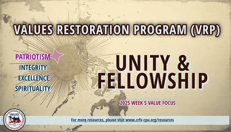 Pursue Unity For Greater Success Council For The Restoration Of Filipino Values Crfv