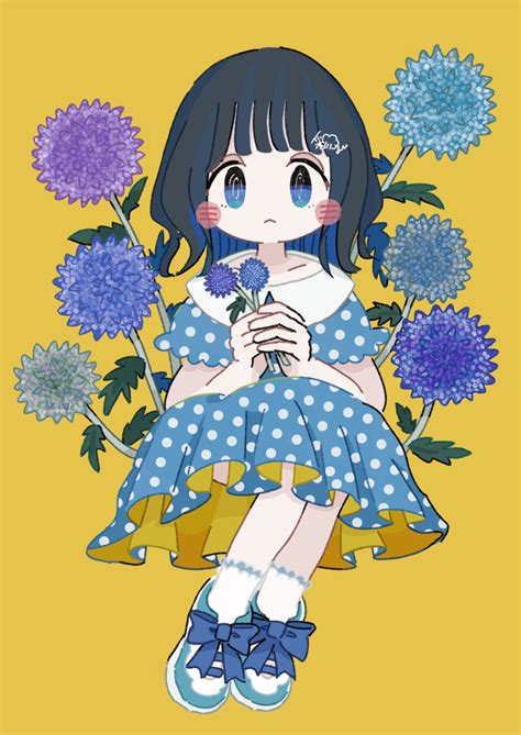 Safebooru 1girl Black Hair Blue Bow Blue Dress Blue Eyes Blue