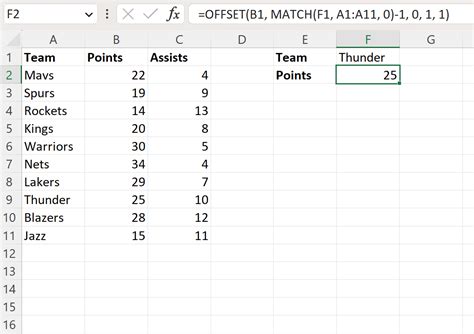 How To Use OFFSET And MATCH Together In Excel