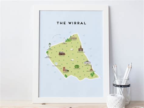 The Wirral Map Illustrated Map Of The Wirral Print Travel Ts