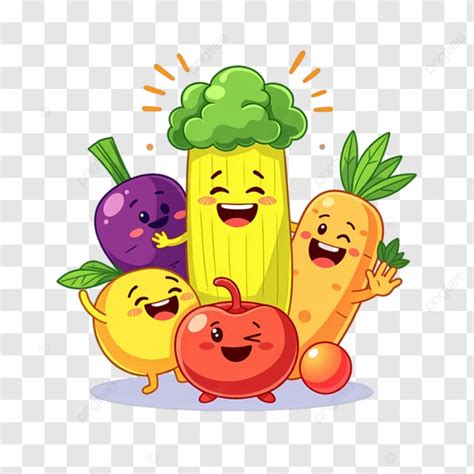 Caricatura Fiesta Feliz Con Verduras Y Frutas Png Dibujos Verdura