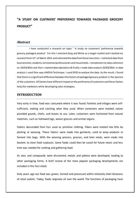 Fmcg Preference Questionnaire Docx