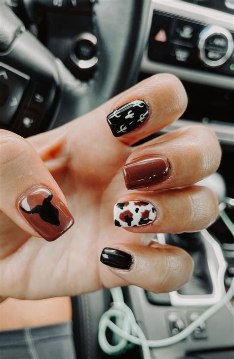 Cow Print Nails Cow Nails Cowgirl Western Nail Cowgirl Nails Desgin
