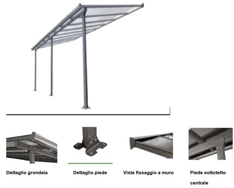 Tettoia In Alluminio Grigio Antracite Tetto In Policarbonato 3 Piedi 295 X 420 Cm