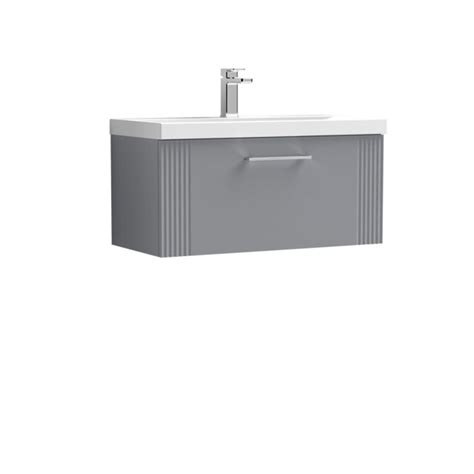 Balterley Wall Hung 1 Drawer Vanity Unit Mid Edge Basin 800mm Satin