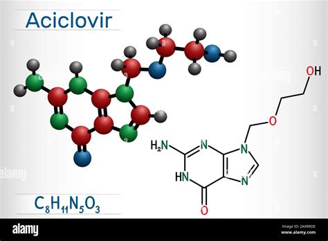 Aciclovir Acyclovir Acv Antiviral Agent C8h11n5o3 Molecule It Is Used To Treat Herpes