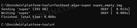 Fix FAILED Remote Failed To Write Partition Table DroidWin