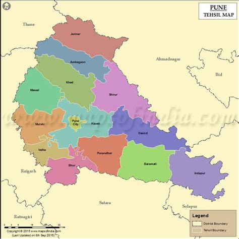 Pune Tehsil Map Talukas Highlighted Pune Map With Different Colors