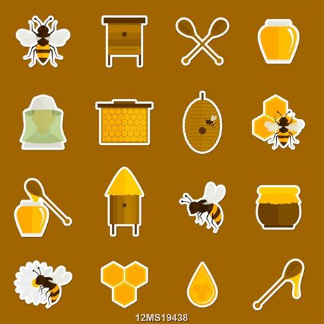 Tập Hợp Biểu Tượng Nuôi Ong Trên Nền Màu Nâu File Vector 144 Cdr