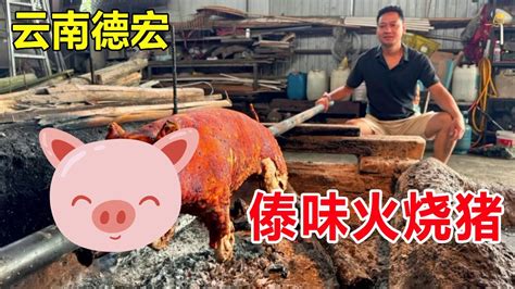 云南德宏，盈江傣味火烧猪，浇草木灰明火烧制七成熟，油脂在燃烧 麦总去哪吃 Youtube