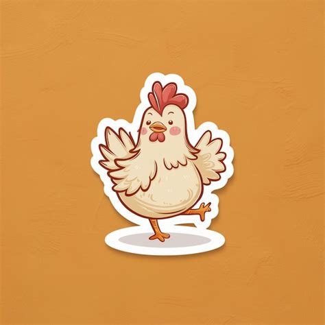 Premium Vector Chicken Sticker Displayed On A Plain White Background