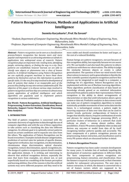 Design Principle Of Pattern Recognition System And Statistical Pattern