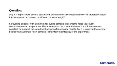 Solved Why Is It Important To Cover A Beaker With Aluminum Foil In