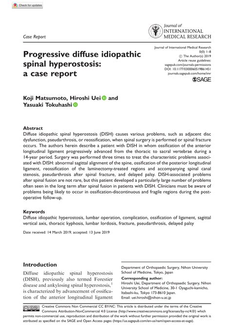 Pdf Progressive Diffuse Idiopathic Spinal Hyperostosis A Case Report