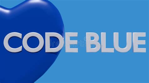 A 3d Rendering Of A Blue Heart With The Text Code Blue Stock