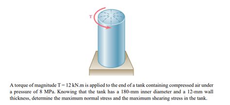 Solved A Torque Of Magnitude T12kn⋅m Is Applied To The End