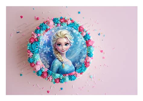 A4 Print 5 8 Inch Printed Icing Round Frozen Elsa Zahari
