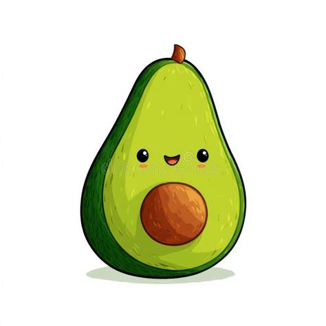Cute Avocado Character With Smiling Face And Happy Eyes Adorable Pixel