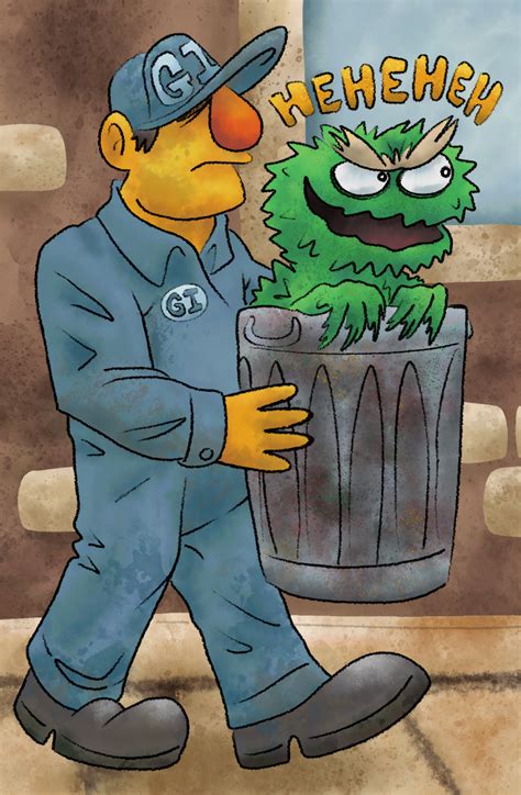 Oscar The Grouch Trash Can Drawing