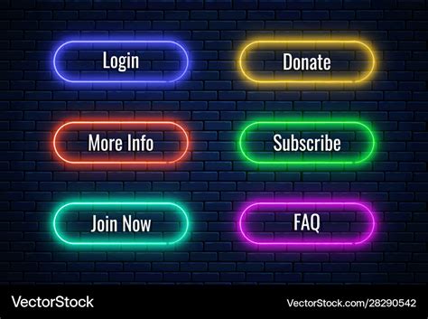 Glow Neon Buttons For Internet Donation Design Vector Image
