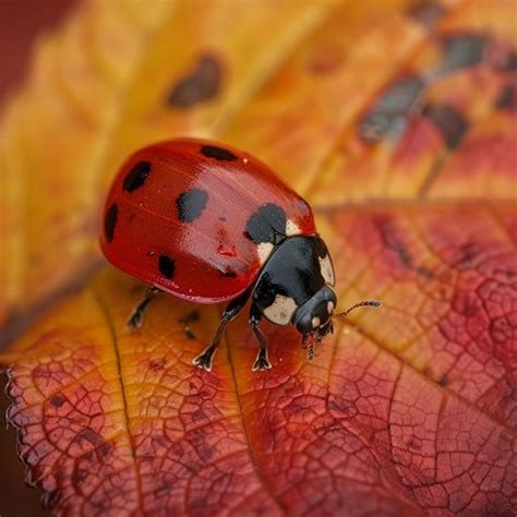 Free Ladybug On Leaf Image Ladybug Leaf Red Download At Stockcake
