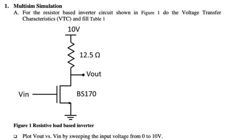 Solved 1 Multisim Simulation A For The Resistor Based