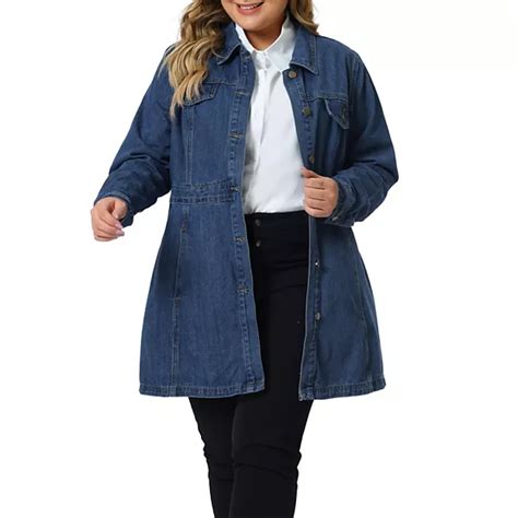 Plus Size Denim Jacket For Women Buttons Long Sleeve Jean Jackets