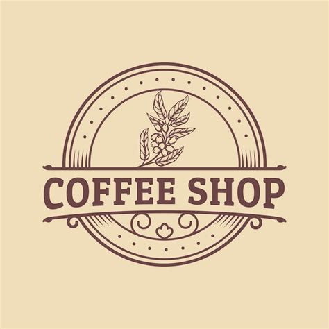 Café Clássico E Design De Logotipo De Estilo Vintage Retrô Vetor Premium