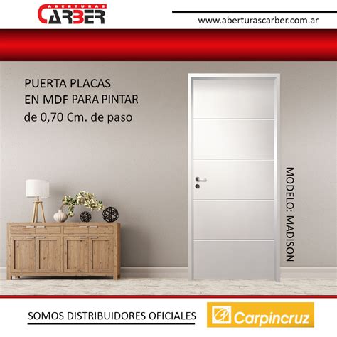 Puerta Placa Madison Mdf Para Pintar 060070 X 10 Marco Chapa 18pino