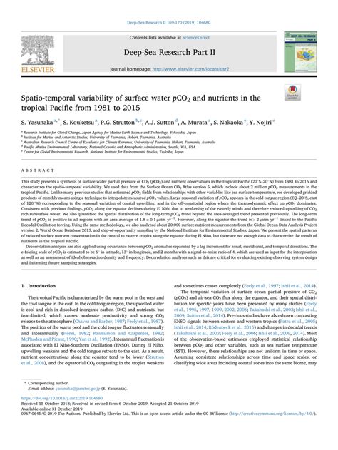 Pdf Spatio Temporal Variability Of Surface Water Pco2 And Nutrients