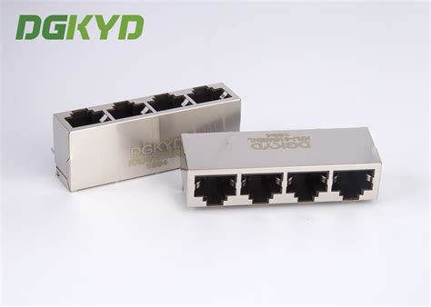 1 X 4 Multiple Port Cat5 Rj45 Pcb Socket Connector Female For Communication