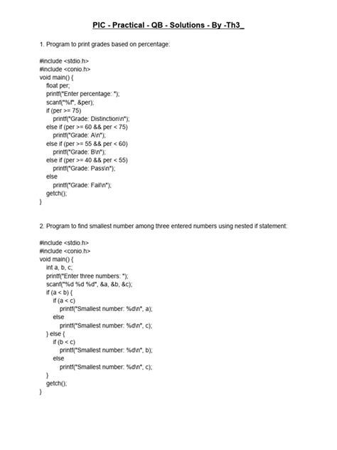C Programming Practical Solutions Pdf Pointer Computer Programming