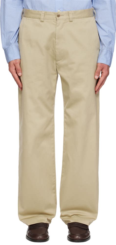Nanamica Khaki Wide Straight Chino Trousers Nanamica