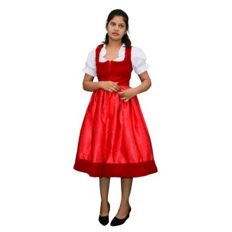 Red Velvet Dirndl Dress Handmade Bavarian Luxury Free Shipping