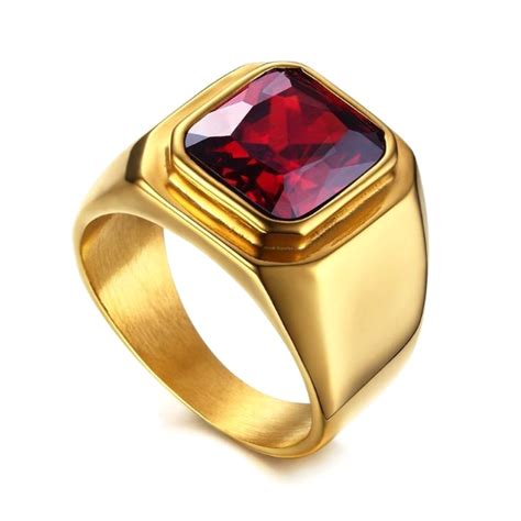 Mens Gold Plated Ruby Ring Mens Rings Classy Men Collection