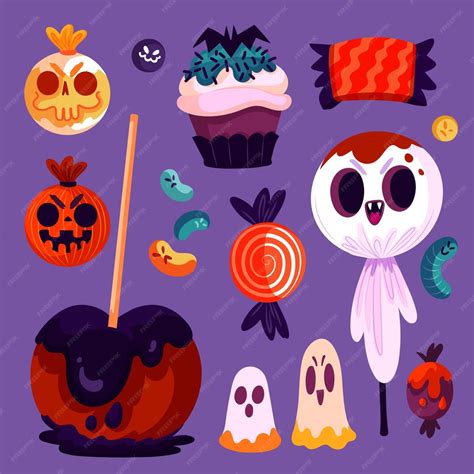 Free Vector Flat Halloween Candy Elements Collection