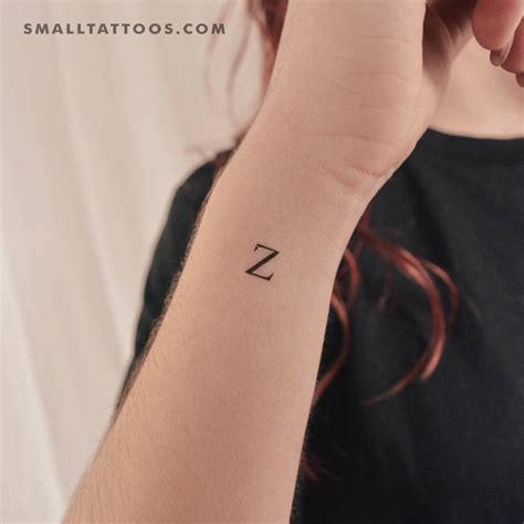 Z Uppercase Serif Letter Temporary Tattoo Located On